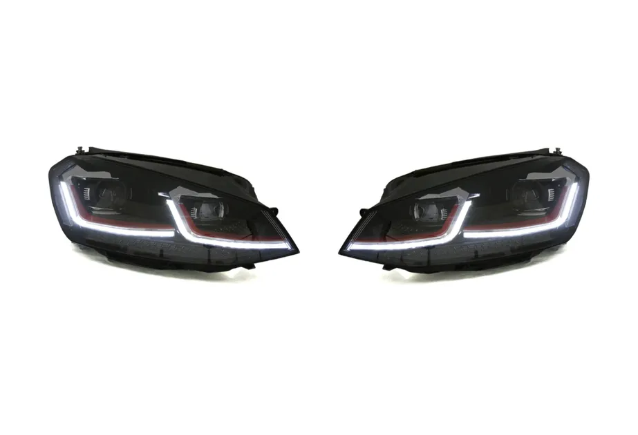 RFB MK7.5 Style Projector Headlights For VW MK7 GTI/Golf - Red Trim ...